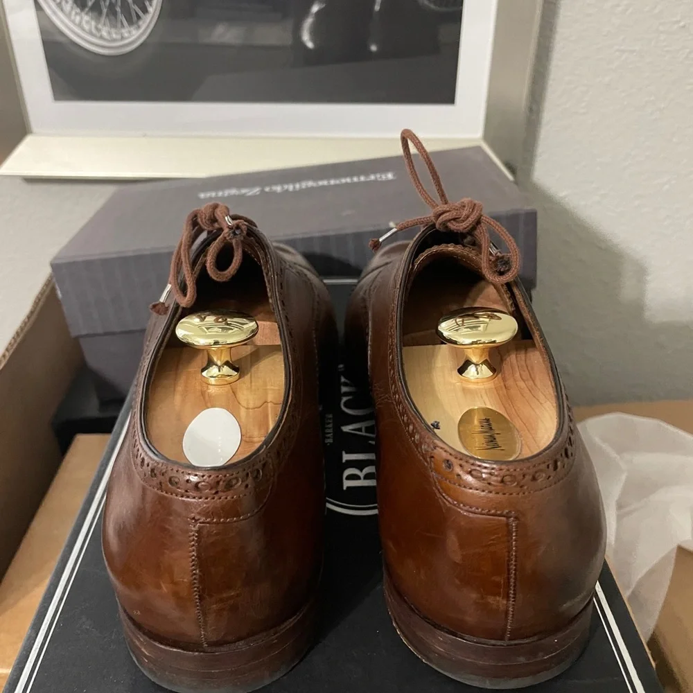 Barker Black | Shoes | Barker Black Leather Cap Toe Shoes | Poshmark